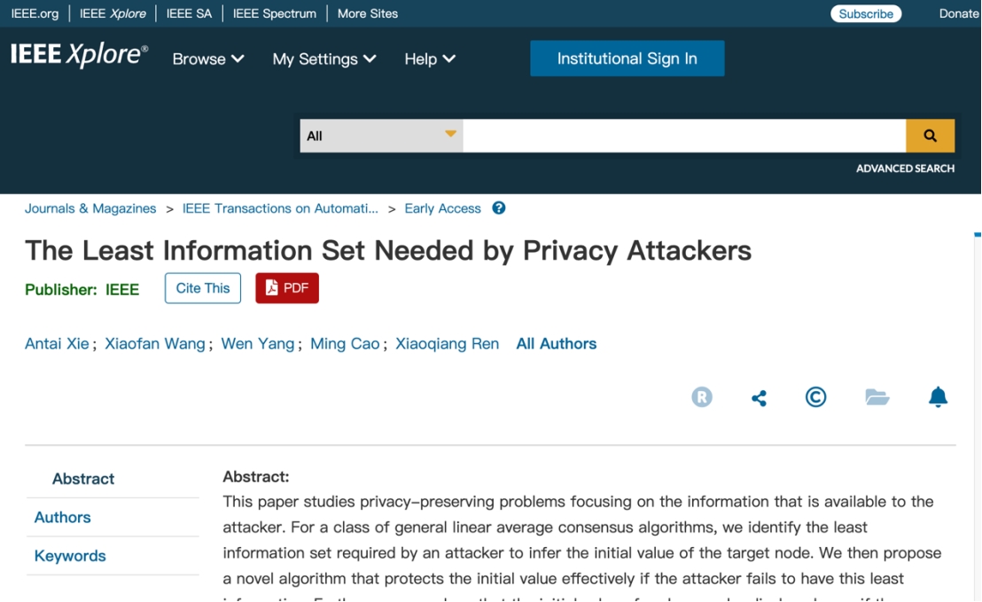 任肖强教授团队在《ieee Transactions On Automatic Control》发表研究成果 上海大学自动化系